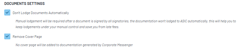 Document Settings – NowInfinity