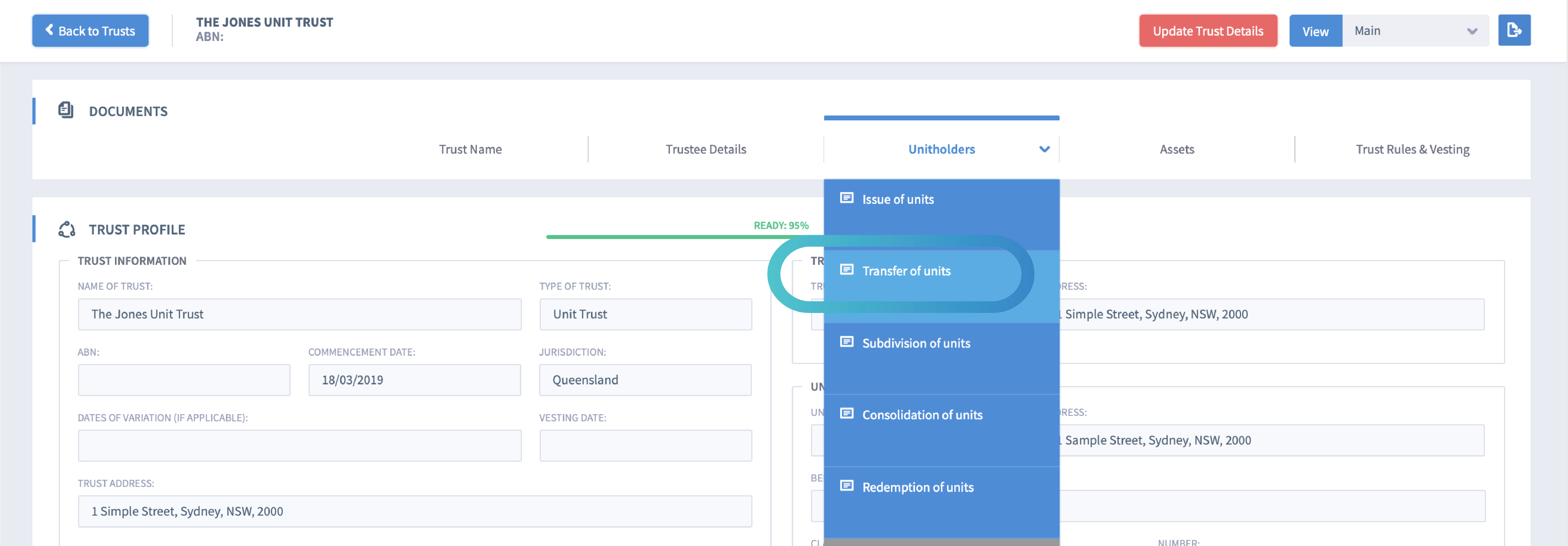 How to prepare a Transfer of Units – NowInfinity