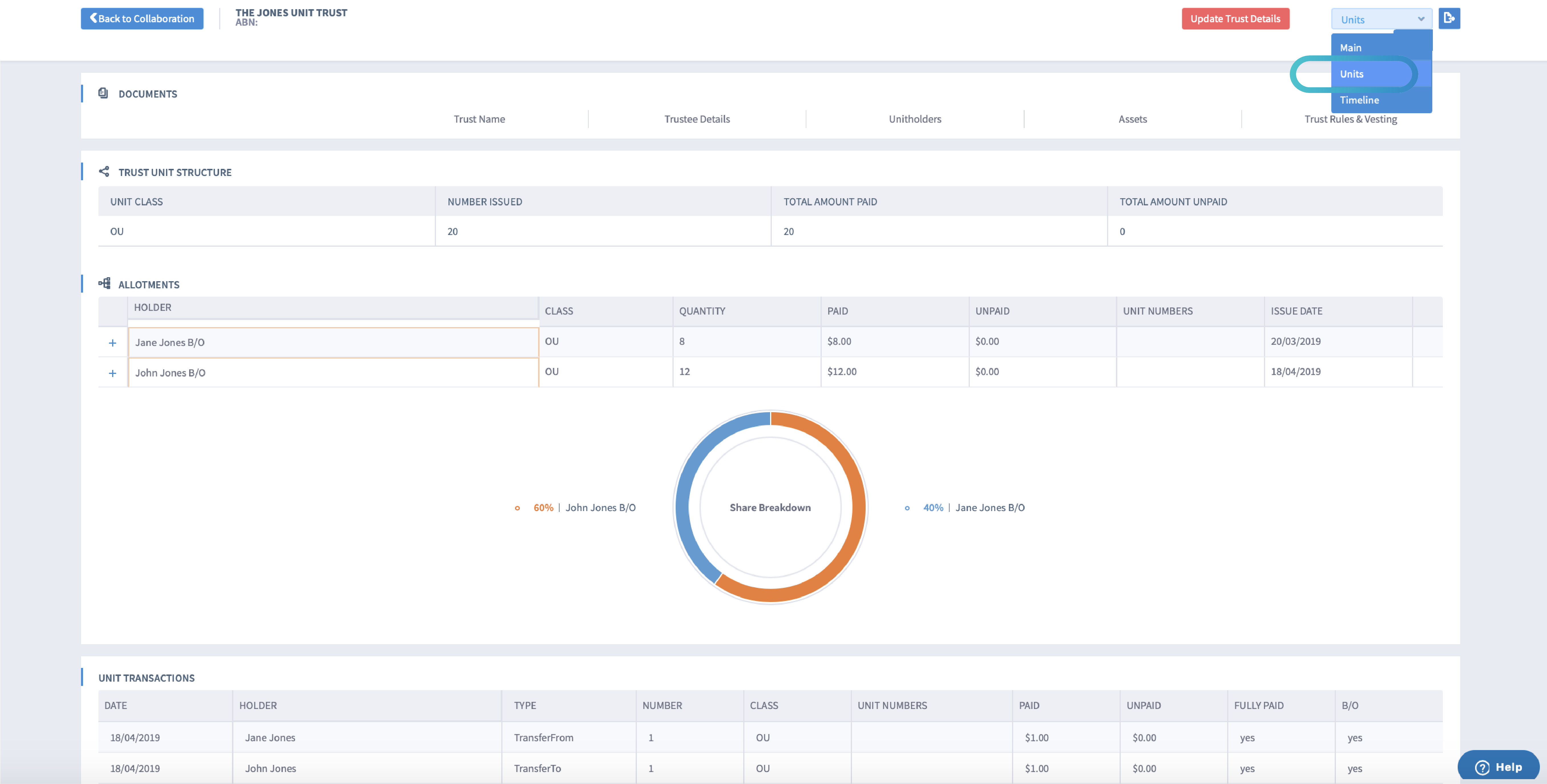 How to prepare a Transfer of Units – NowInfinity