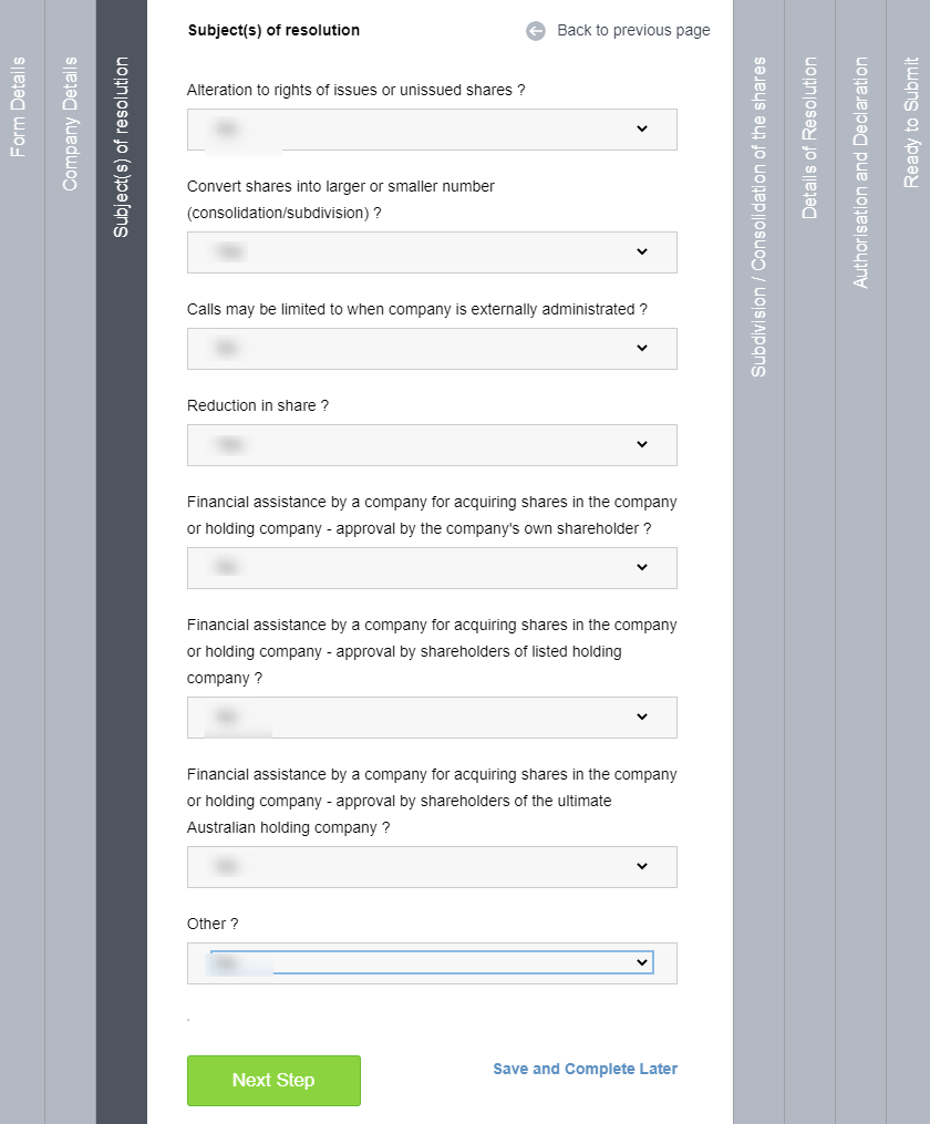 Form 2205 Notification of Resolutions Regarding Shares – NowInfinity