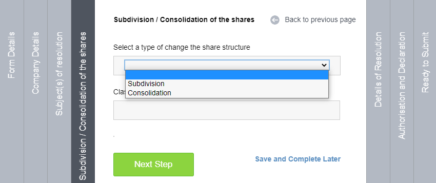 Form 2205 Notification of Resolutions Regarding Shares – NowInfinity