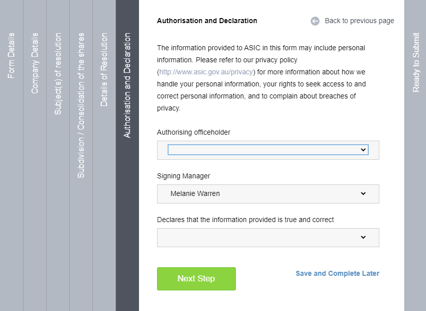 Form 2205 Notification of Resolutions Regarding Shares – NowInfinity