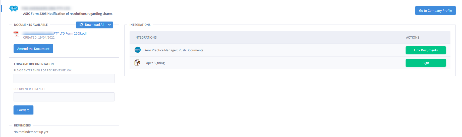 Form 2205 Notification of Resolutions Regarding Shares – NowInfinity