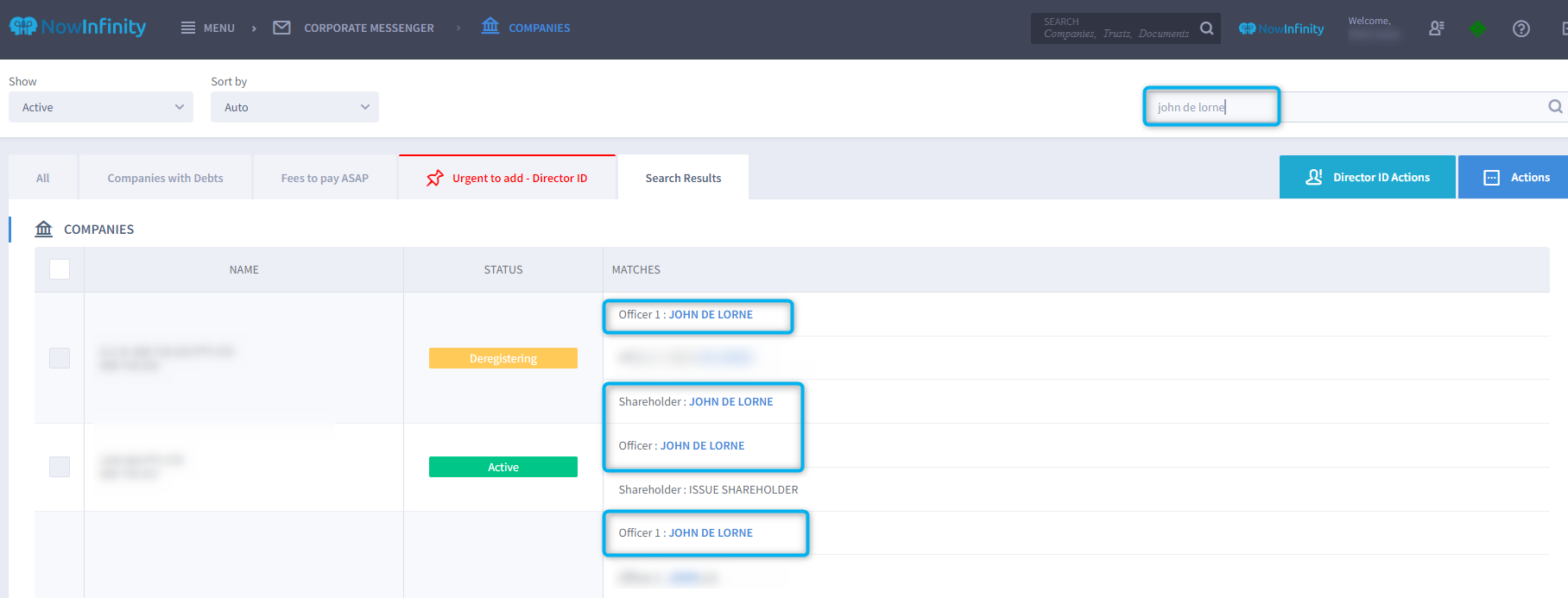 How to use the search functionality – NowInfinity