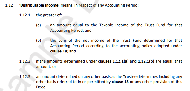 How does the NowInfinity Discretionary Trust Deed define "Distributable ...