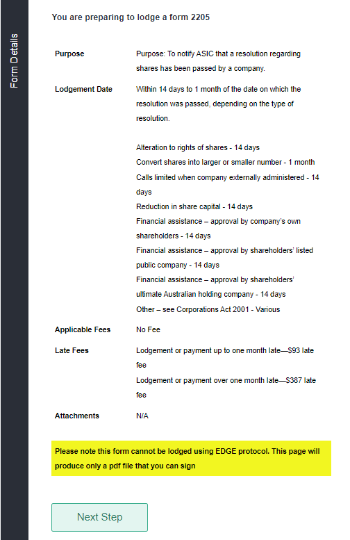 Form 2205 Notification of Resolutions Regarding Shares – NowInfinity